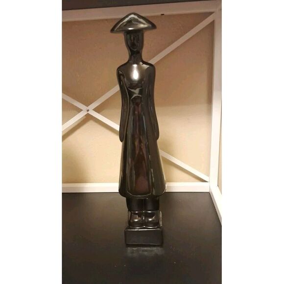 Art | Vintage 15 12 Tall Woman Statue Art Deco Ceramic Rare Black 9s ...